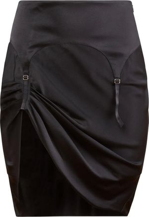 Fleur du Mal minijupe &agrave; sangle porte-jarretelles - Noir