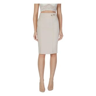 Rinascimento Femme, Jupes, Beige, Taille: 40 FR Jupe Midi Beige &agrave; Fermeture &Eacute;clair