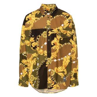 Versace Jeans Couture Gr&uuml;nes Langarmhemd aus Baumwolle - - Shirts - Herren - Mehrfarbig - XL