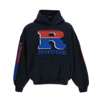Rhude Brushed Cotton Hoodie - - Sweatshirts & Hoodies - Herren - Schwarzk - M