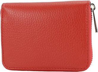 modamoda.de P04 Portefeuille pour femme, en cuir v&eacute;ritable, court, style italien, cerise, Small