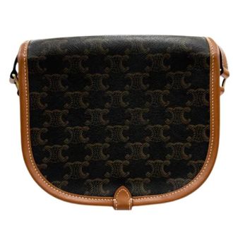 Celine Pre-owned Sac bandouli&egrave;re en toile Triomphe Folco - Femme - Pre-owned - Brun - Taille: ONE Size