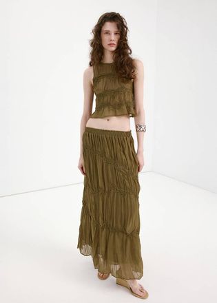 Mango Crop top drap&eacute; marron - Femme - S - MANGO