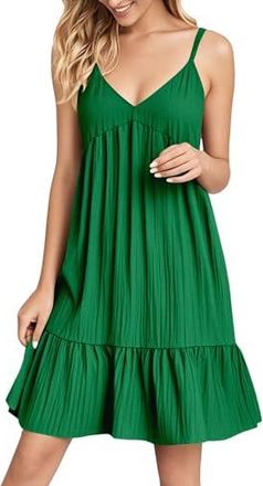 Generic Robe de mari&eacute;e formelle pour femme - Bo&icirc;te de nuit - Col en V - Bandouli&egrave;re r&eacute;glable - Robe sans manches - Rouge - Courte - Sexy, vert, 3XL
