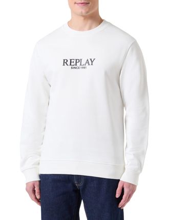 Replay Herren Sweatshirt aus Baumwolle, Off White 011 (Wei&szlig;), XXXL