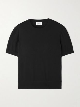 Saint Laurent T-shirt Raccourci En Laine - Noir