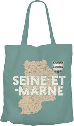 Fabulous Tote Bag Sac Shopping en Toile Turquoise - Seine et Marne 77 Departement Melun Carte Ancienne Paris - 10 L