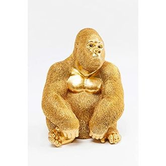 Kare Design Design Figurine Décorative Monkey Gorilla Side, Doré, Animal Singe, Fait à la Main, Sculpture, Deco Intérieur, Décoration Chambre, Salon, Maison, Cade