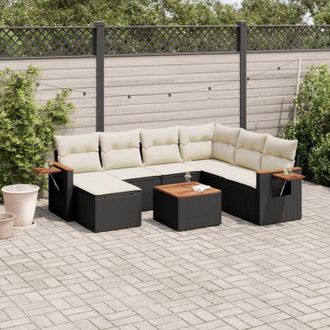 vidaXL Vidaxl - Salon de jardin 8 pcs avec coussins noir r&eacute;sine tress&eacute;e