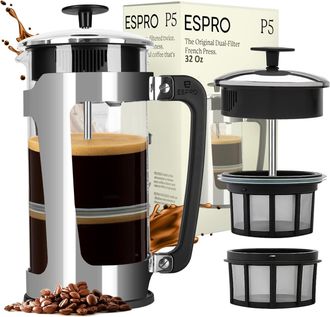 Espro P5 French Press Kaffeemaschine - Patentierter doppelter Mikrofilter f&uuml;r kaffee ohne Kaffeesatz, hitzebest&auml;ndige French Press aus extra dickem Borosili