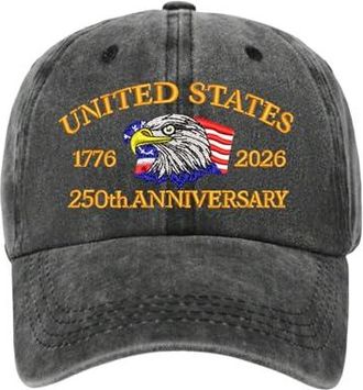 Generico Chapeau de 250 ans danniversaire am&eacute;ricain - Casquette r&eacute;tro r&eacute;glable pour homme | Chapeau 250 ans danniversaire pour anniversaire, Halloween, plage, 