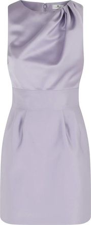 Elisabetta Franchi Femme, Robes, Violet, Taille: 36 FR Robe en satin duchesse avec d&eacute;tails logo