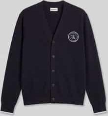 Calvin Klein Jeans Relaxed Fit Strickjacke aus reiner Baumwolle mit Logo-Stitching