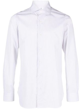 Finamore chemise ray&eacute;e en coton &agrave; manches longues - Blanc