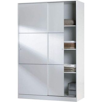 PEGANE Pegane - Armoire coulissante blanche 120x200x50 cm - 2 portes - M&eacute;lamine certifi&eacute;e PEFC - Espace de rangement optimis&eacute;