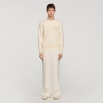 Sandro Sweat en tricot &agrave; fleur en crochet