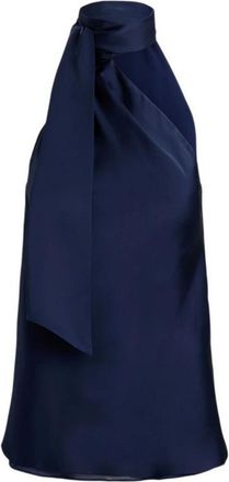 Ralph Lauren Femme, Tops, Bleu, Taille: 32 FR Blouse &agrave; col nou&eacute; en charmeuse