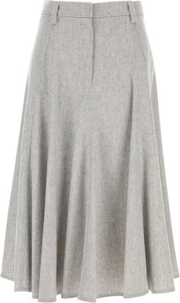 Brunello Cucinelli Femme, Jupes, Gris, Taille: 36 FR Jupe &Eacute;vas&eacute;e en Flanelle