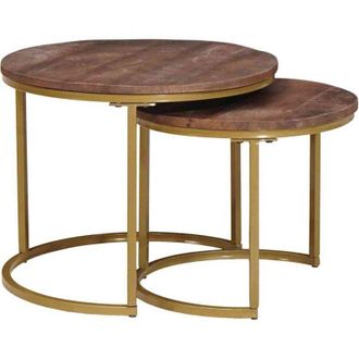 vidaXL Nesting-Couchtische 2 pcs Massivholz Mango und Stahl vidaXL