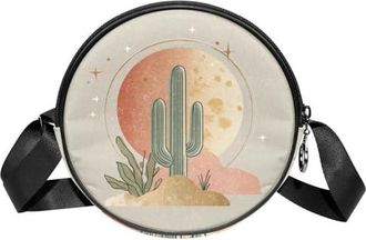 Generic Petit sac &agrave; bandouli&egrave;re Circle pour femme, petit sac &agrave; bandouli&egrave;re avec fermeture &eacute;clair, bretelles r&eacute;glables, sac &agrave; main rond d&eacute;contract&eacute; pour femmes