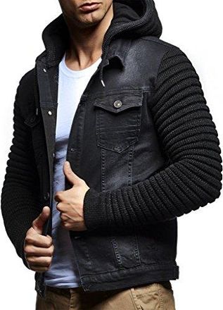 LEIF NELSON pour des Hommes Cardigan Veste en Jean Veste Sweat LN5240N-;,Noir,Medium
