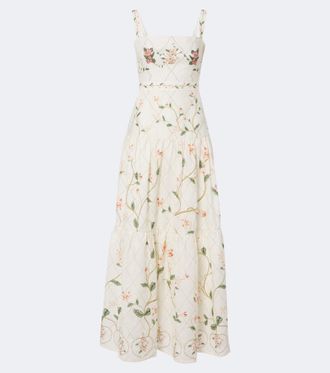 Agua Bendita Robe longue Lima en lin &agrave; broderies