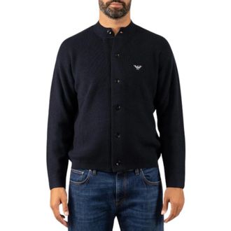 Emporio Armani Pull en Laine et Coton &agrave; Manches Longues - Homme - Pulls - Bleu - Taille: L