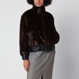 Stand Studio Braune Bomberjacke aus Kunstpelz