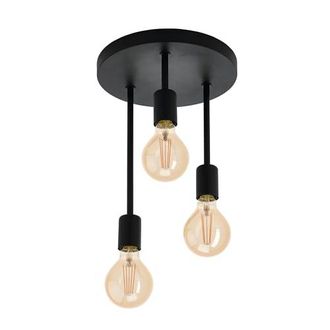 Eglo Deckenlampe Wilmcote, 3 flammige Deckenleuchte Industrial, Vintage, Retro aus Stahl, Wohnzimmerlampe in Schwarz, Küchenlampe, Flurlampe Decke mit E27 