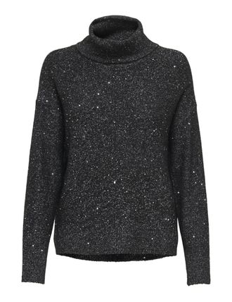 Only Damen Onlarizona Ls Sequins Rollneck Pull KNT, Black, Large