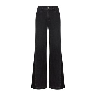 Elena Miro Schlaghose mit seitlichen Eins&auml;tzen aus Stretchstoff - - Jeans - Damen - Schwarzk - 3XL