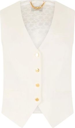 Elisabetta Franchi Femme, Vestes, Blanc, Taille: 38 FR Gilet en m&eacute;lange de lin