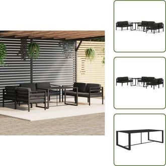 vidaXL 7-tlg. Garten-Lounge-Set mit Kissen Aluminium Anthrazit - Garten Lounge Set - Alu Lounge M&ouml;bel - Gartenm&ouml;bel Set - Au&szlig;enbereich - Balkonm&ouml;bel