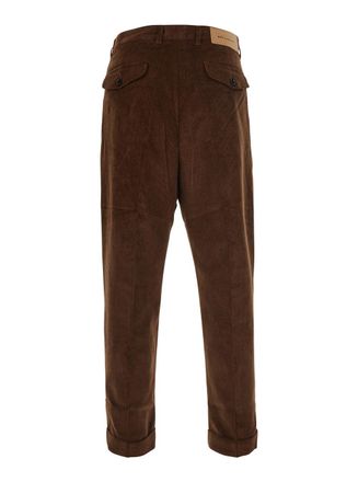 Ami Mens Corduroy Relaxed Trousers Brown Cotton