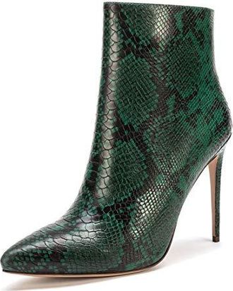 Castamere Femme Fermeture Eclair Bottines Aiguille Haute Talon 10CM Serpent Vert Bottes EU 36.5