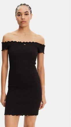 Tommy Jeans Sommerkleid DW0DW20298 Schwarz Slim Fit