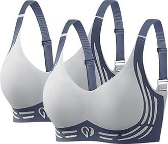 Generic Gather Bra Soutien-Gorge Doux Confortable Gather Bra Soutien-gorge Sans Fil Femme Lingerie Quotidien Sports BHS 2 PC Pour Le Sommeil, j, 5XL