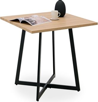 Homestyle4u Tisch 80&times;80 cm Eichenoptik & Schwarz, Holztisch Industrial Design, Esszimmertisch Kompakt & Robust, K&uuml;chentisch, Esstisch 3125