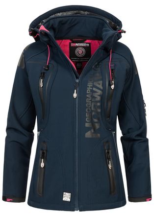 Geographical Norway Tislande Lady - Kapuzen-Softshelljacke Frau Wasserdicht Outdoor - Winddichte Jacke - Outdoor-Aktivit&auml;ten Wandern Skifahren Herbst Winter Fr&uuml;hling (Pin