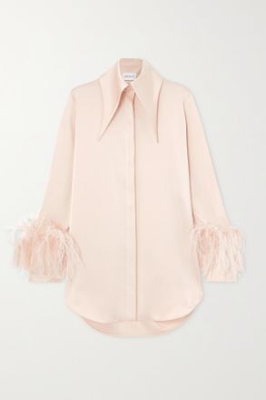 16Arlington Seymour Hemd Aus Stretch-satin Mit Federn - Pink