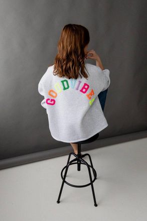 Von Herzen Sweatshirt SWEATER GOOD VIBES - mit buntem Flock auf dem R&uuml;cken - Onesize