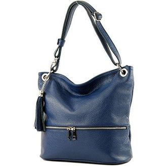 modamoda.de épaule ital/sac à bandoulière en cuir T143, Couleur:Bleu Saphir