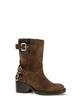 Chlo&eacute; Womens Dakota Boots Suede Chocolate Brown Calf Leather Bos Taurus