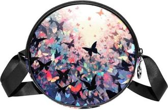 Generic Sac &agrave; bandouli&egrave;re rond pour femme, petit sac &agrave; bandouli&egrave;re color&eacute; avec fermeture &eacute;clair, bretelles r&eacute;glables, sac &agrave; main rond d&eacute;contract&eacute; pour femmes 