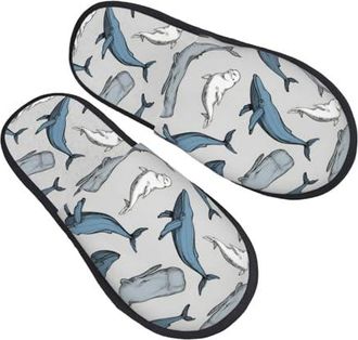 Generic Antid&eacute;rapant Pantoufles en Feutre Les baleines sont partout Chausson Maison Chaud Chaussons dint&eacute;rieur pour Int&eacute;rieur Femme Adulte M