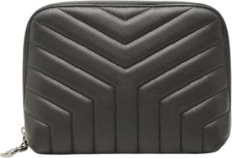 Saint Laurent Pre-owned Pochette matelass&eacute; en cuir dagneau - Femme - Pre-owned - Noir - Taille: ONE Size