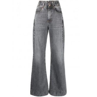 3x1 Hoch taillierte Ausgestellte Graue Jeans - - Jeans - Damen - Grau - W28