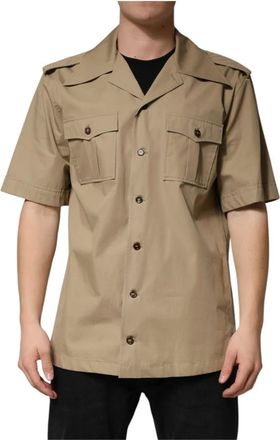 Dolce & Gabbana Homme, Chemises, Brun, Taille: M Pin Up Short Sleeve Casual Shirt