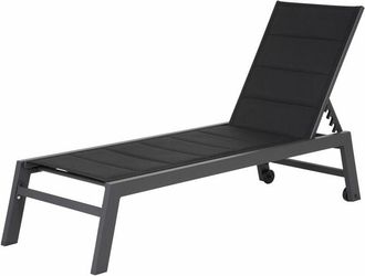 Happy Garden Happy Garden - Bain de soleil barbados en textil&egrave;ne noir - aluminium gris anthracite