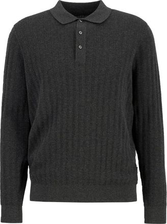 Barbour Strick-Poloshirt aus einem Woll-Mix mit Waffelstruktur in